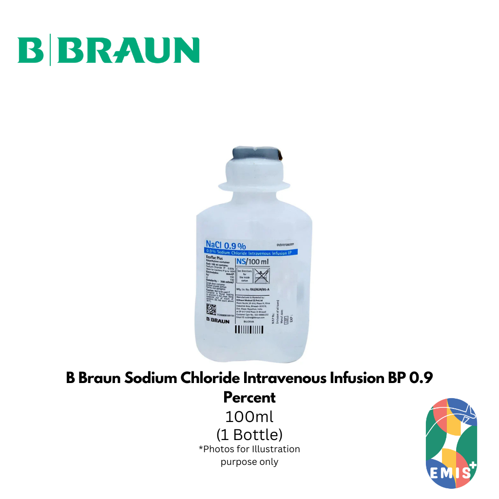B. Braun Sodium Chloride Intravenous Infusion, B. P. 0.9% 100ml | B ...